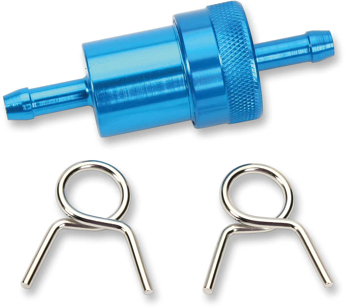 Anodized Aluminum Fuel Filter - Blue - 1/4" - Millerbuilt Cycles