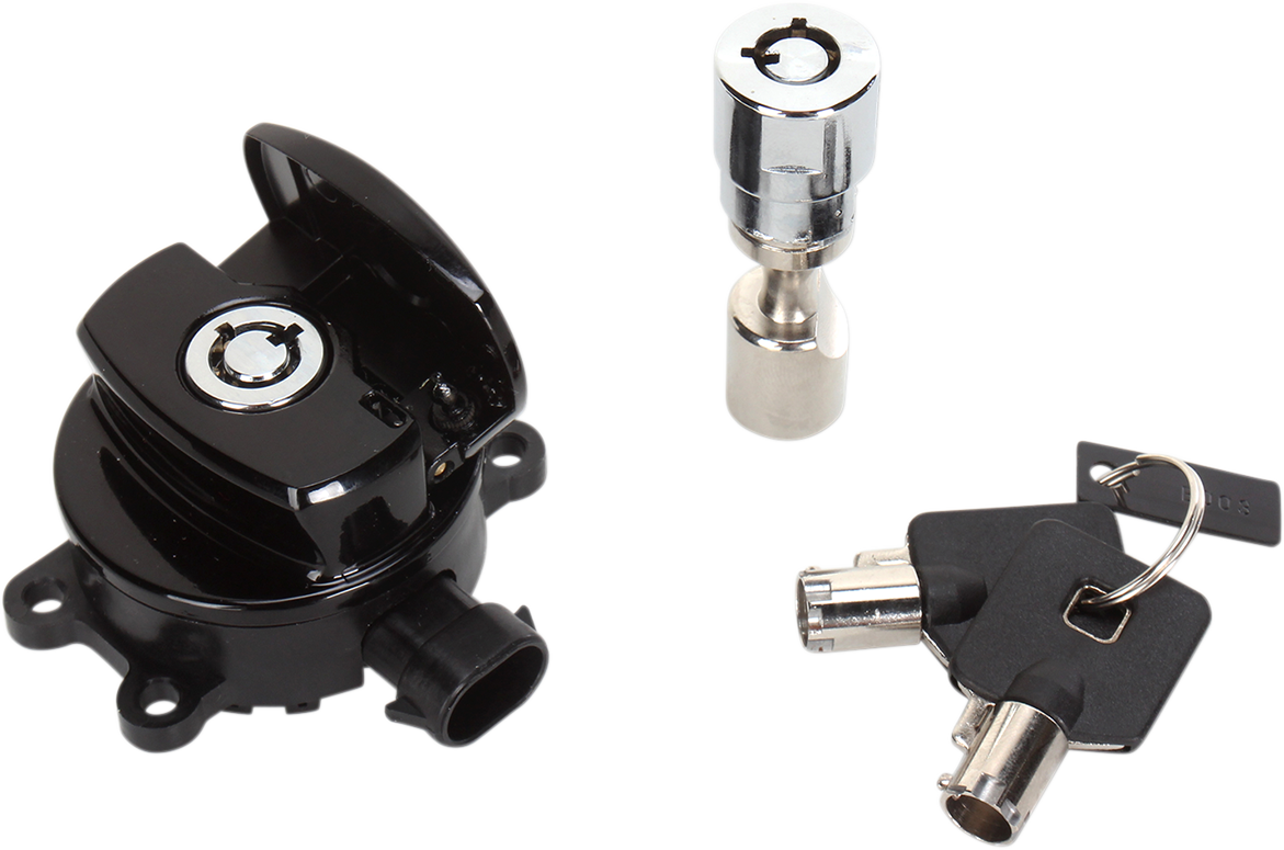 Side Hinge Ignition Switch with Fork Lock - Black - Millerbuilt Cycles