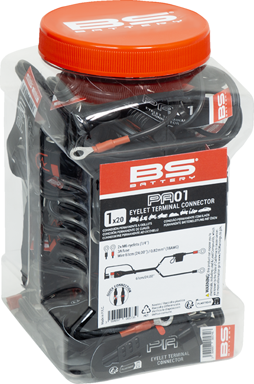 Eyelet Connector - Battery - Wire Terminal - Black/Red - 20 Pack ...