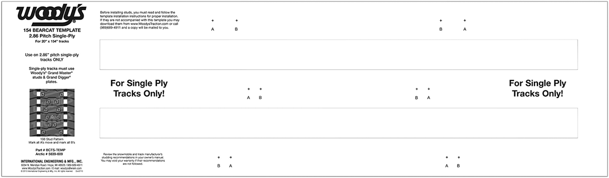 Studding Template - Track - 154" - 2.86" Pitch - Millerbuilt Cycles